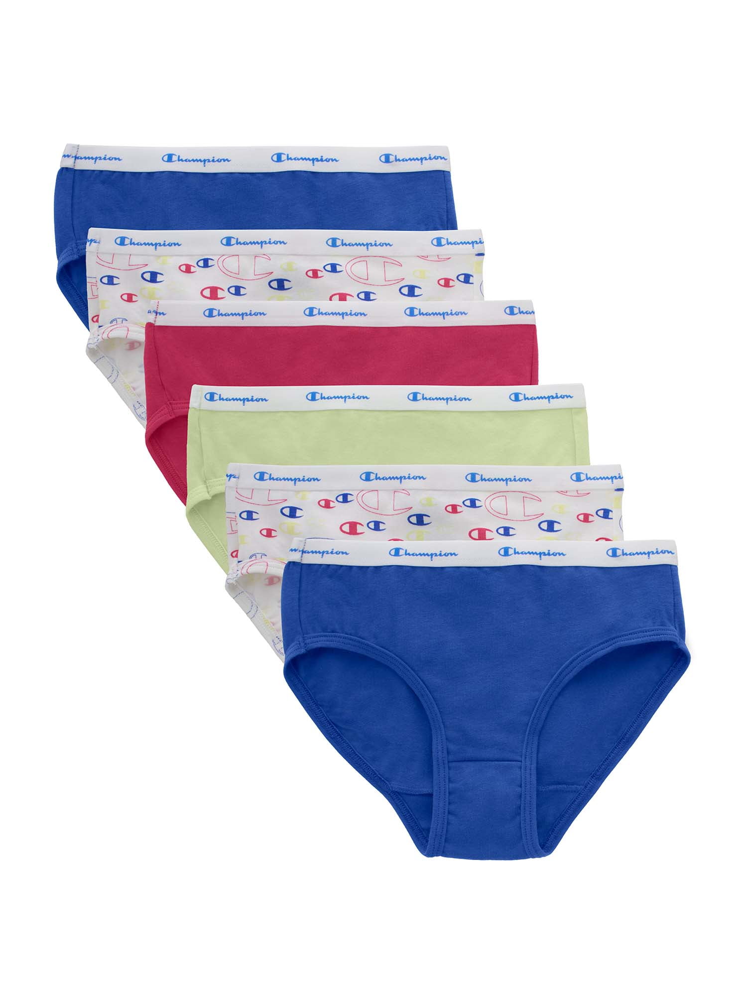 Champion Girls Brief Panties, 6 Pack, Sizes S-XL - Walmart.com