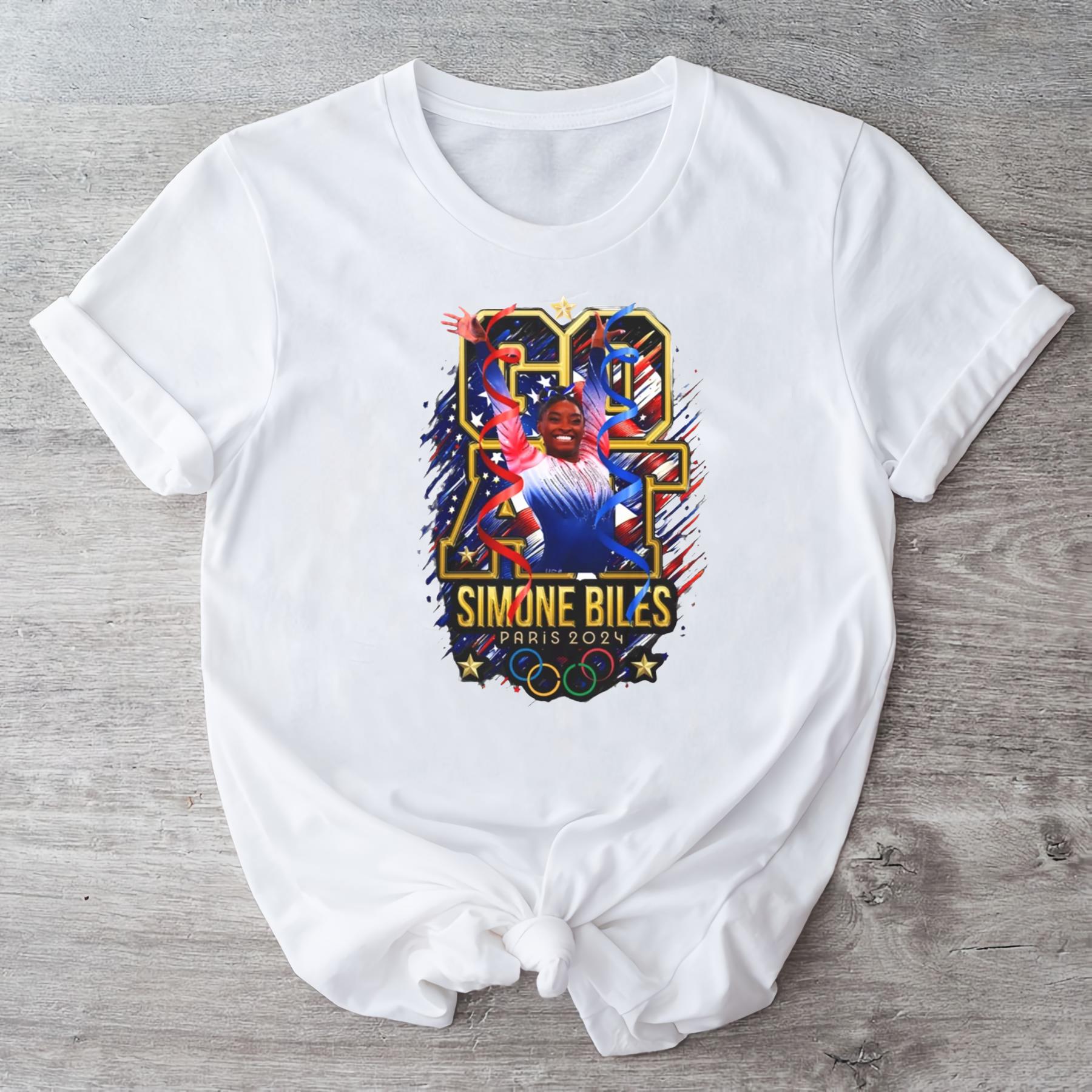 Champion Gymnast Tribute Shirt, 2024 Games Athletic Graphic Tee, Gold ...