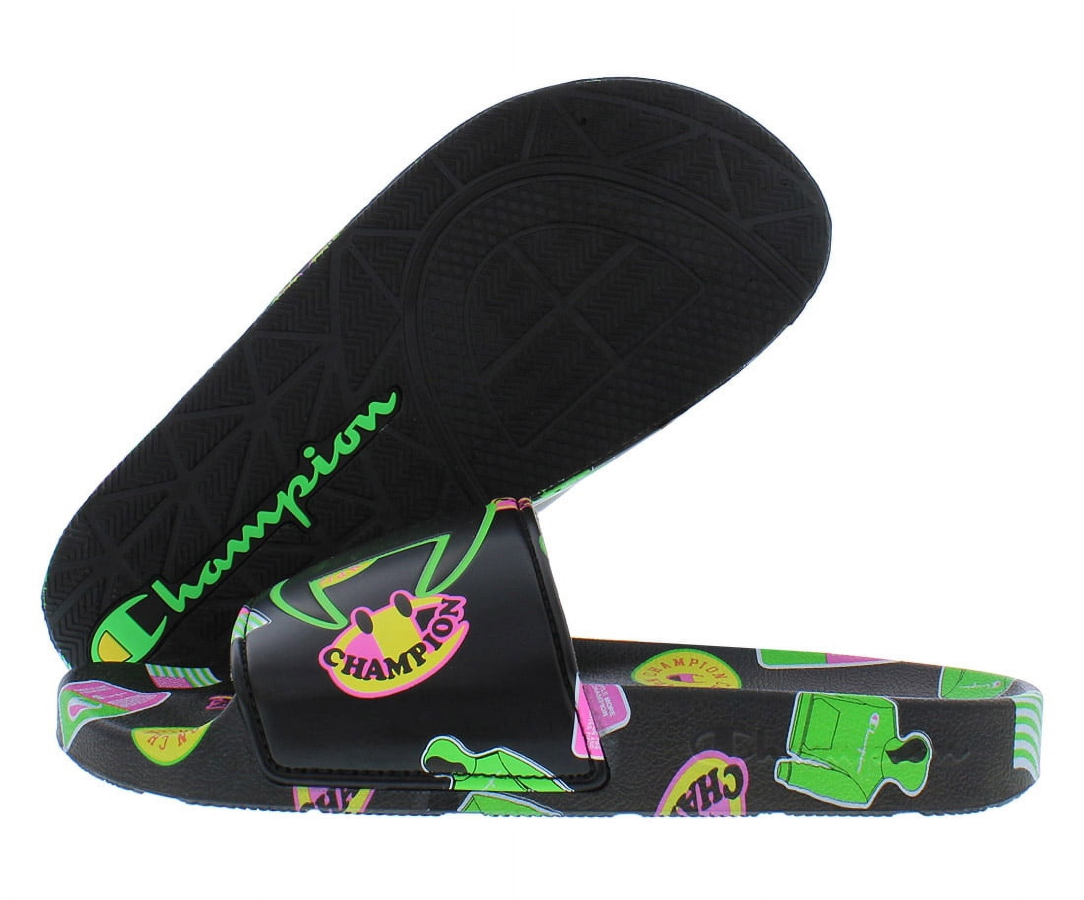 Champion Ipo Catch Print Slide GS Boys Shoes Size 4, Color: Black ...