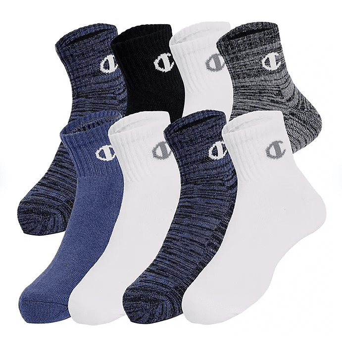 Champion Kids 8-Pack Quarter Sock - Blue Color Assortment - Walmart.com
