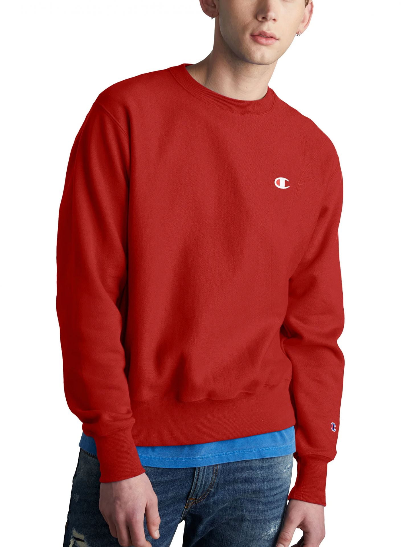 Champion LIFE Mens Reverse Weave Sweatshirt RED-L - Walmart.com