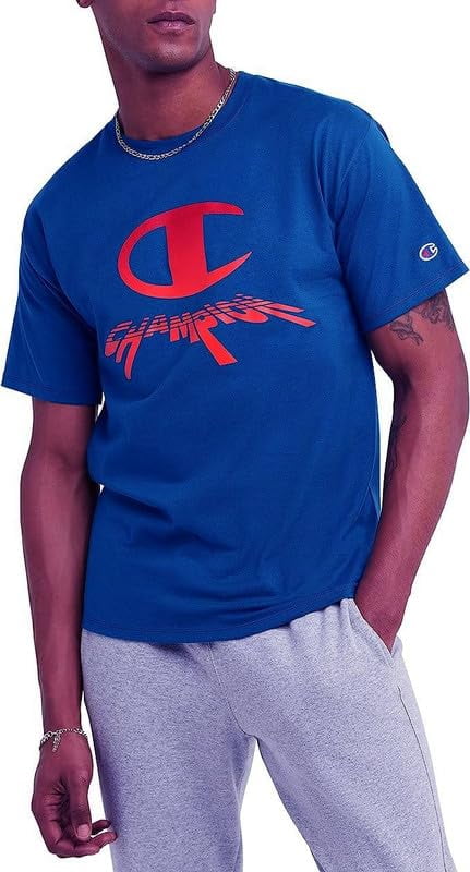 Champion Men's Big and Tall 100% Cotton Royal Blue Graphic Tee ...