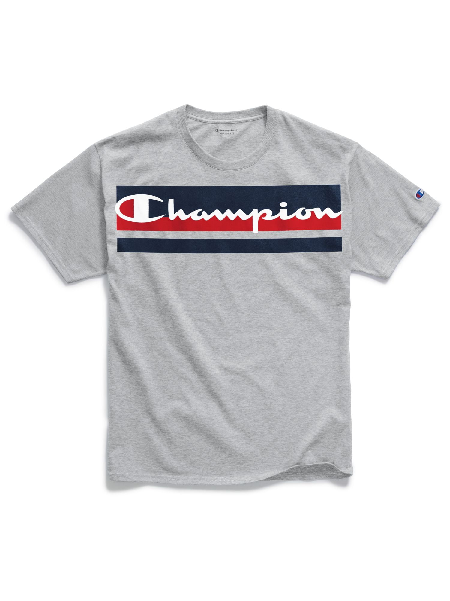 Champion Men's Classic Jersey Tee, Logo with Stripes - Walmart.com