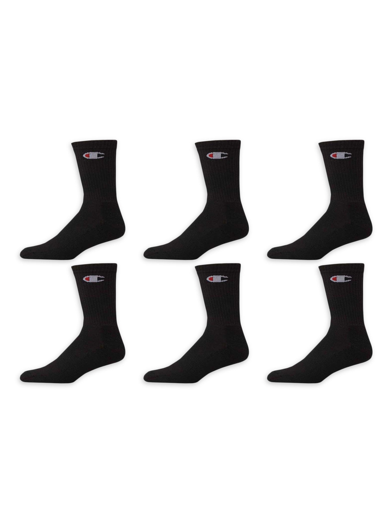 Champion Men's Crew Socks, 6 Pack, Double Dry, Arch Support, Size 12-14 ...