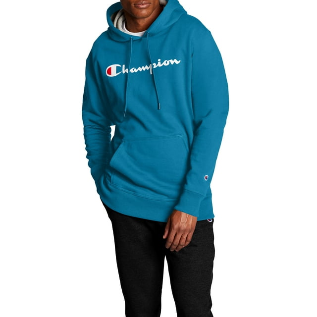 Champion Mens Powerblend Fleece Graphic Script Logo Pullover Hoodie