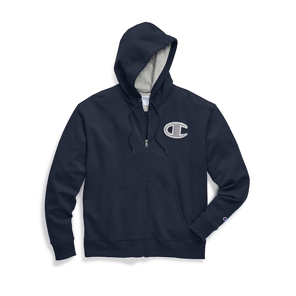Champion Men's Powerblend Fleece Zip Hoodie, Chainstitch Outline C Logo - Walmart.com