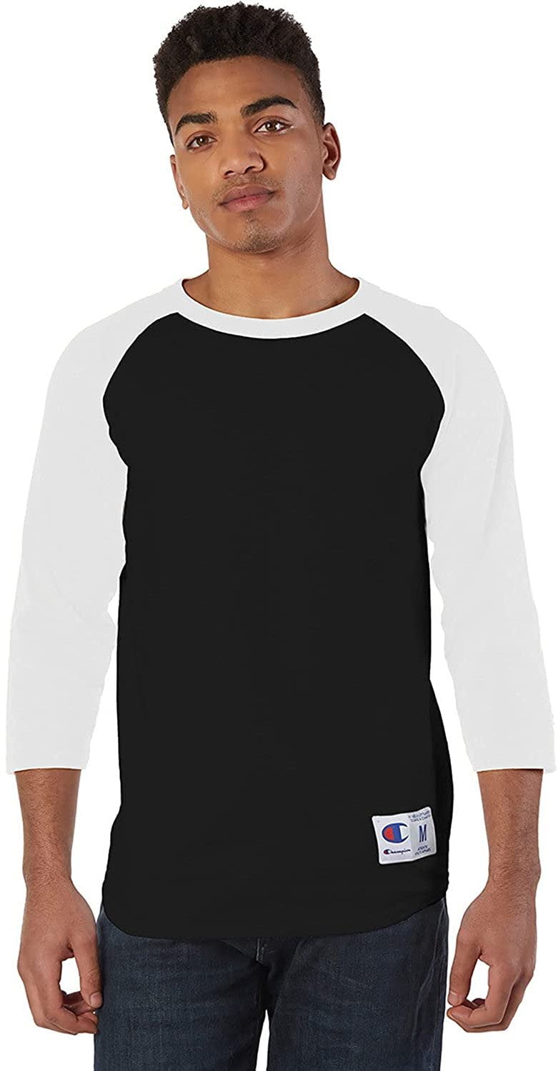Champion Men's Raglan Baseball T-Shirt, Black/White, XX-Large - Walmart.com