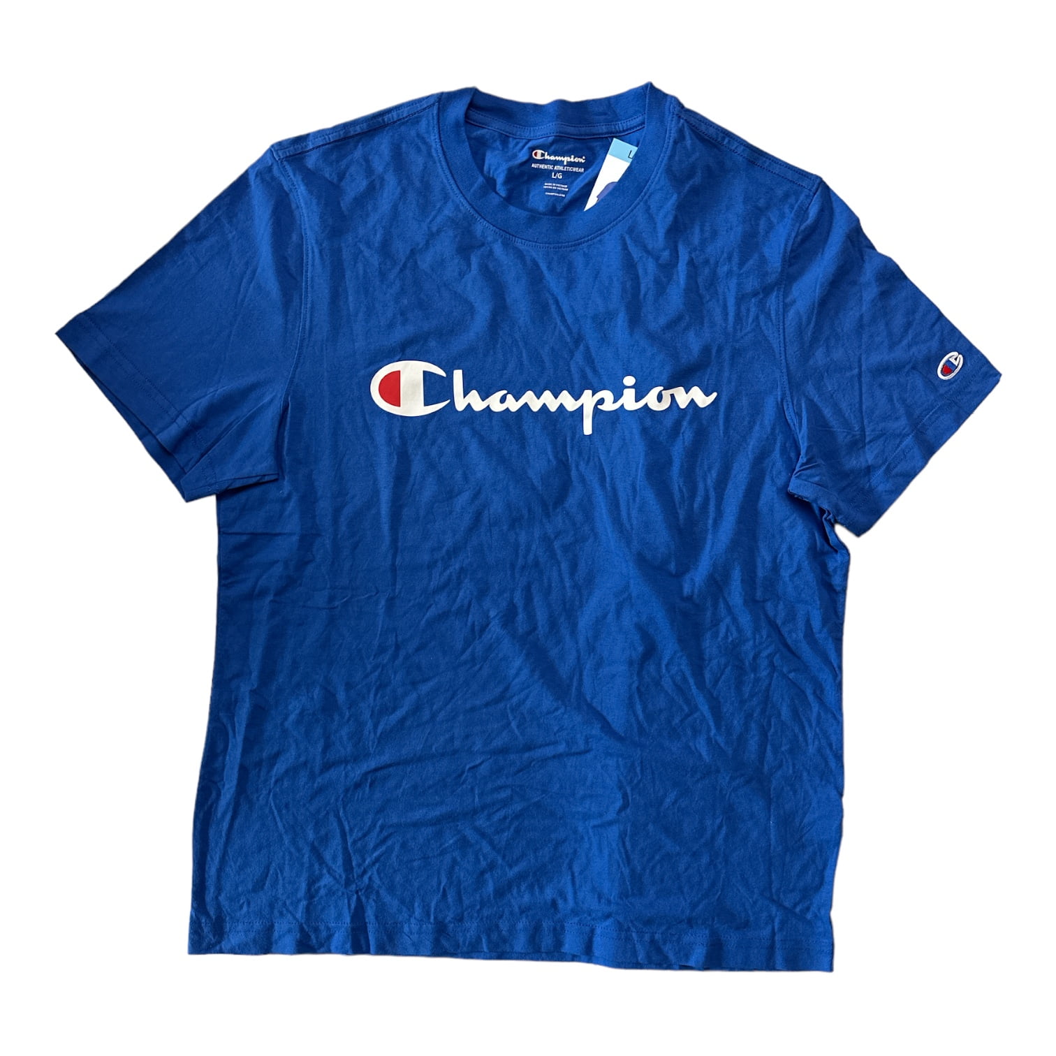 Champion Men's Short Sleeve Screen Print Graphic Logo Tee (Bright Royal ...