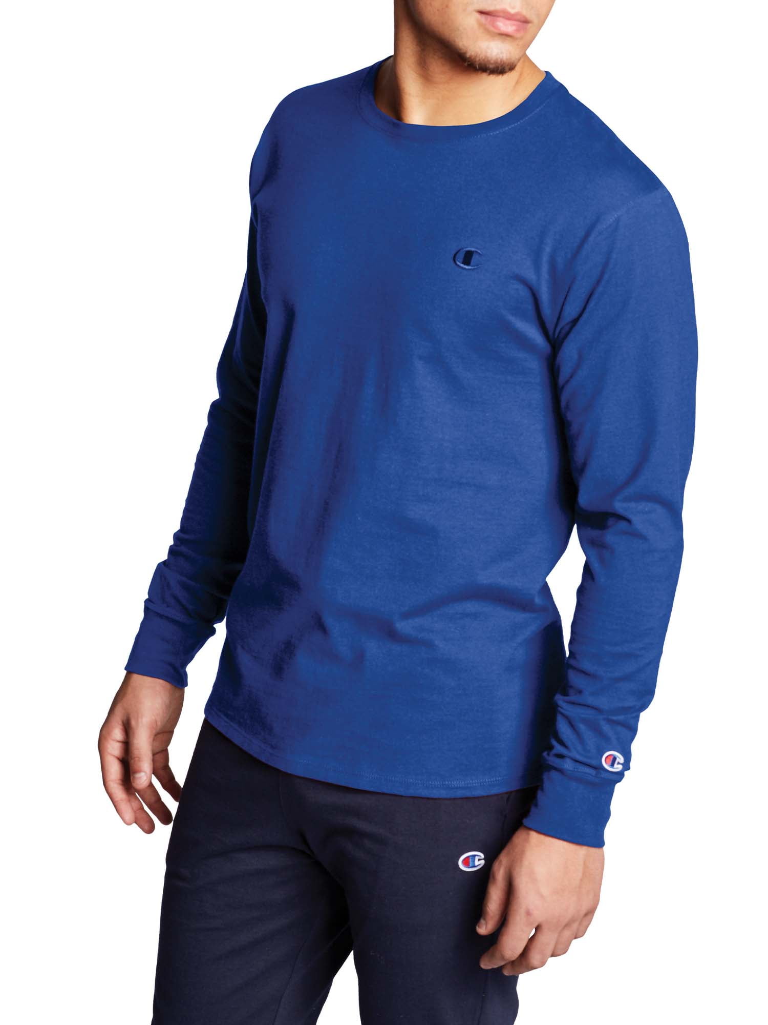 Champion Men's and Big Men's Classic Solid Jersey Long Sleeve T-Shirt ...