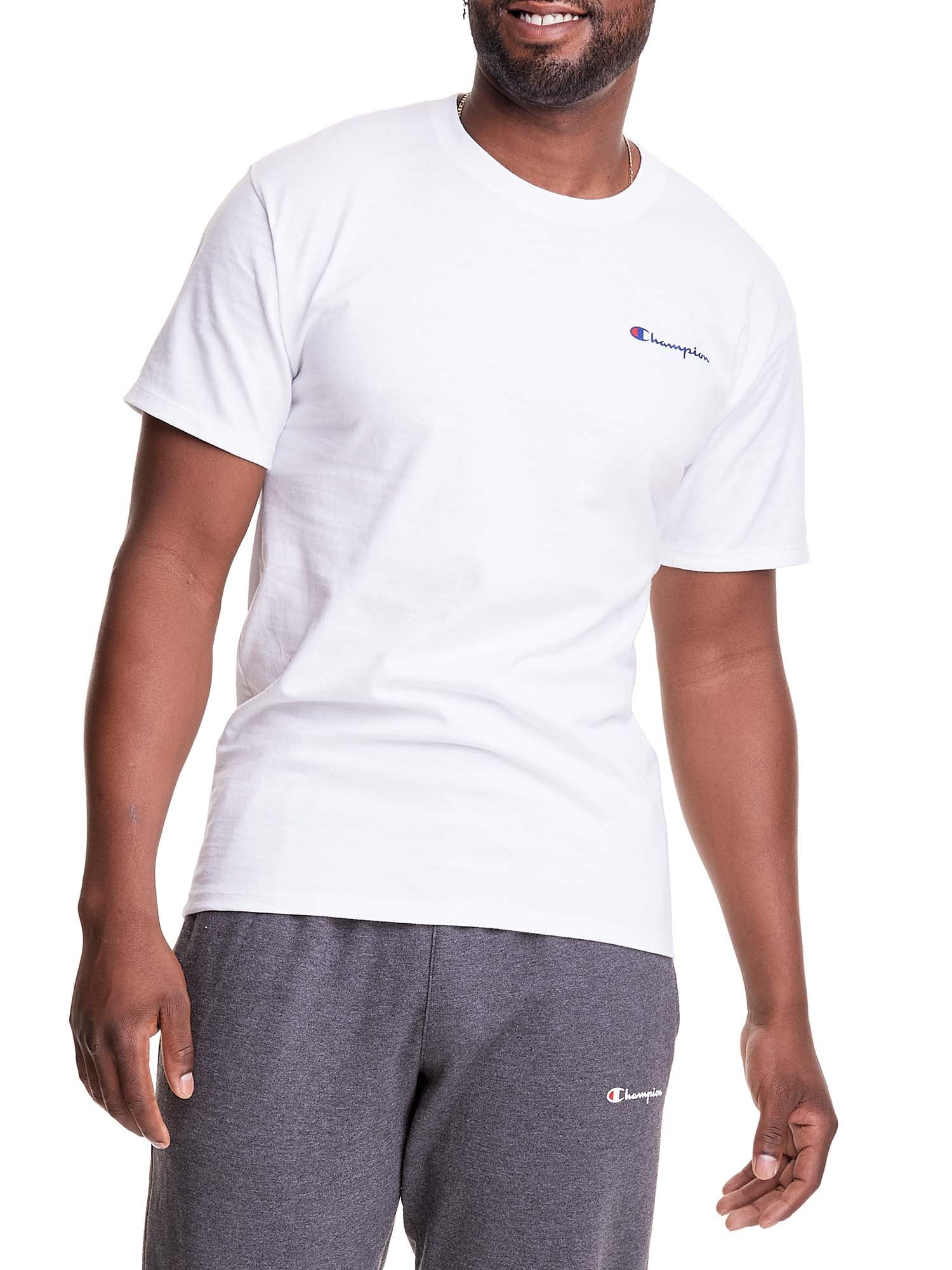 Champion Men's and Big Men's Mini Script Logo Classic Jersey Tee, Sizes ...
