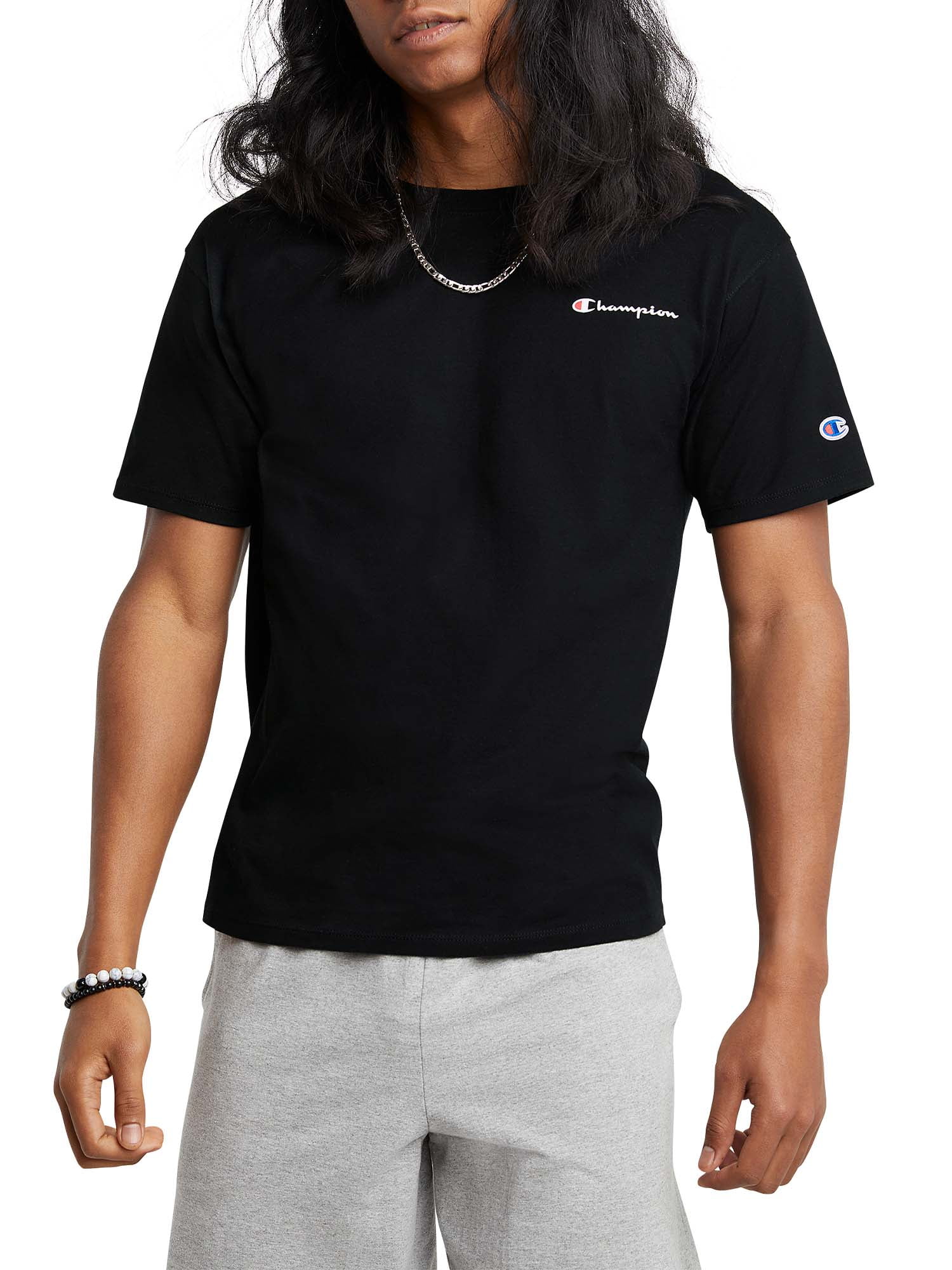 Champion Men's and Big Men's Mini Script Logo Classic Jersey Tee, Sizes ...