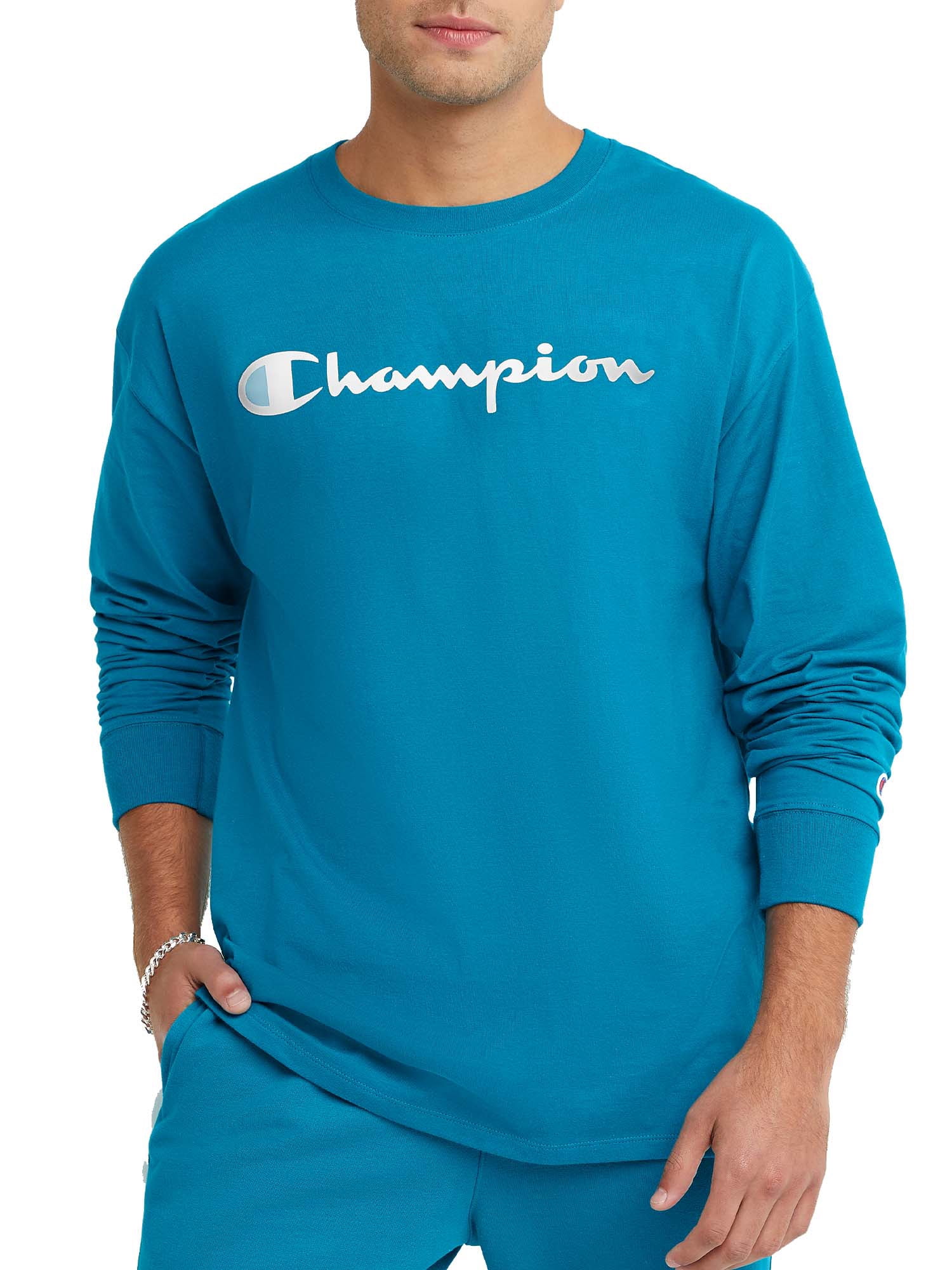 Champion Men’s and Big Men's Script Logo Classic Graphic Long Sleeve T ...
