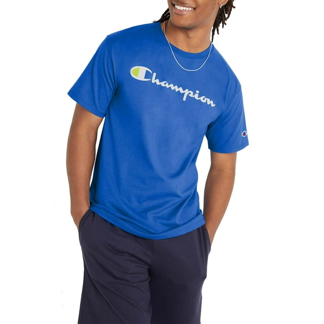 Champion Men's and Big Men's Script Logo Classic Jersey Graphic Tee Shirt, Sizes S-2XL - Walmart.com