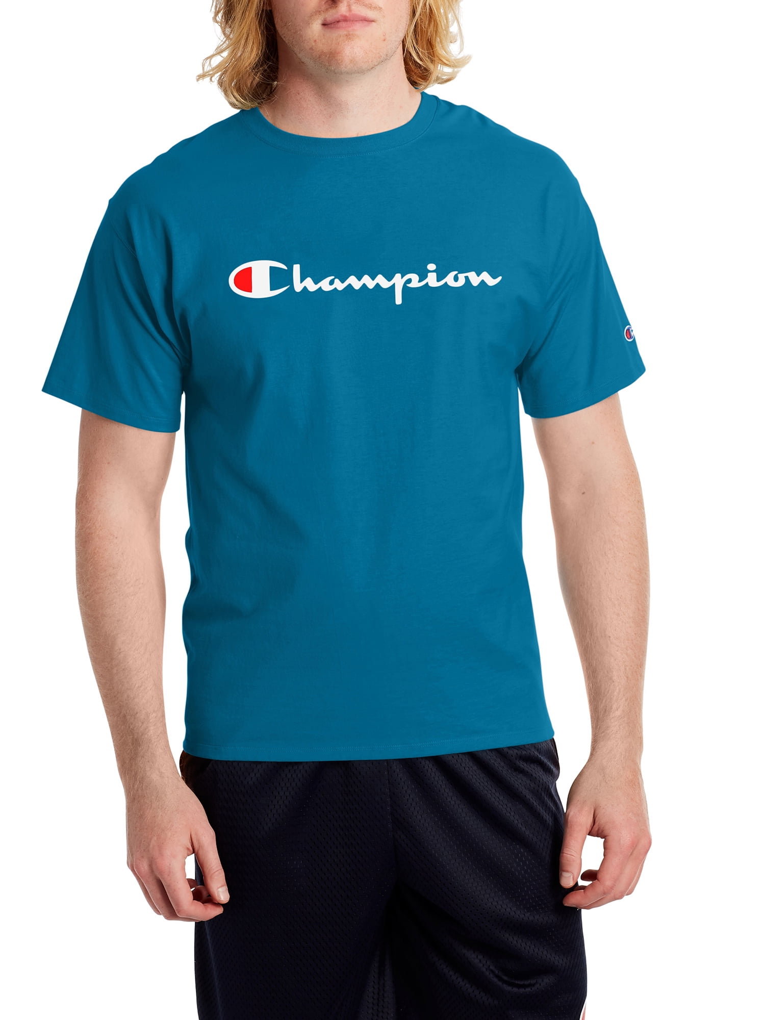 Champion Men's and Big Men's Script Logo Classic Jersey Graphic Tee ...