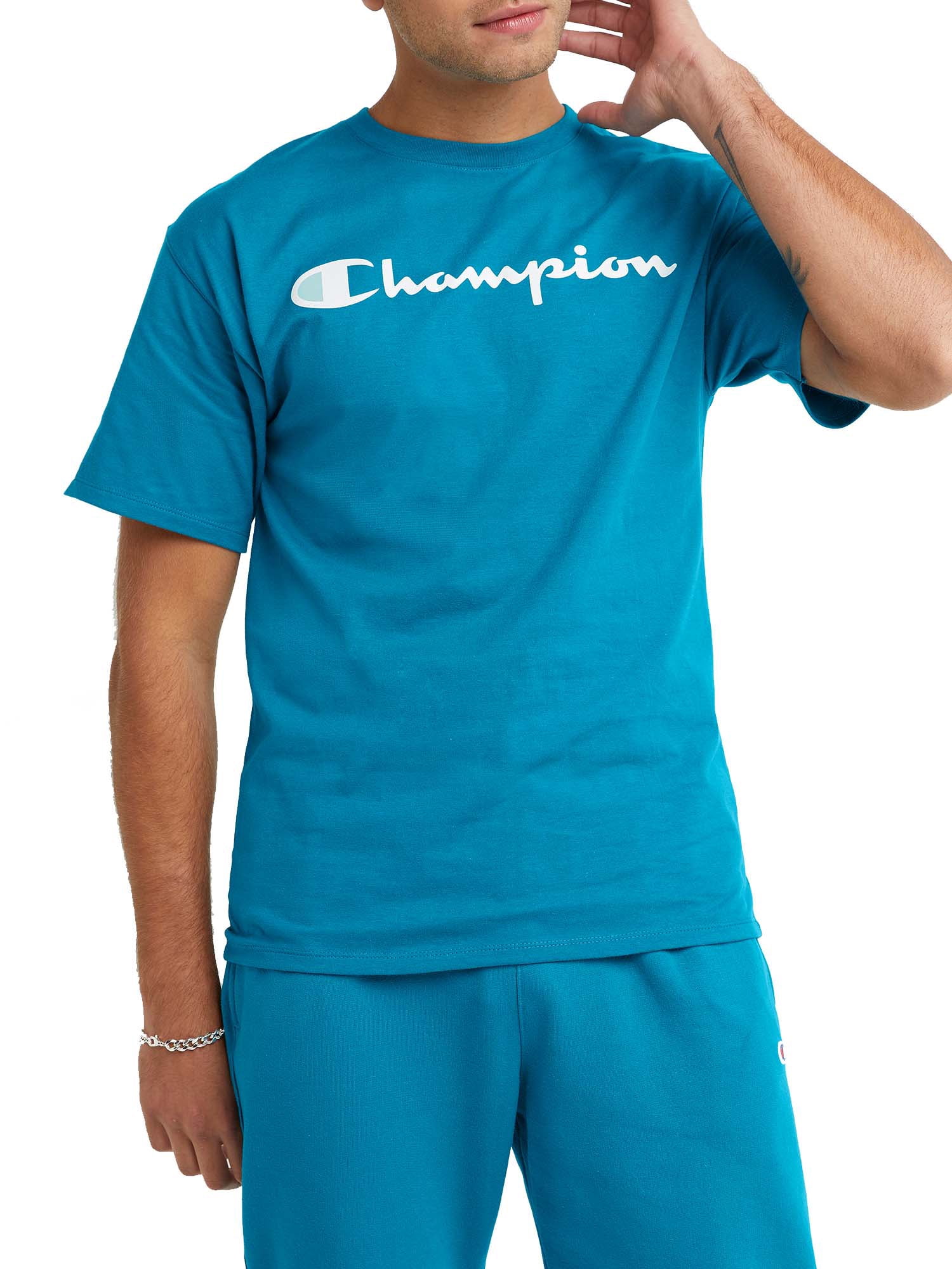 Champion Men's and Big Men's Script Logo Classic Jersey Graphic Tee Shirt, Sizes S-2XL - Walmart.com