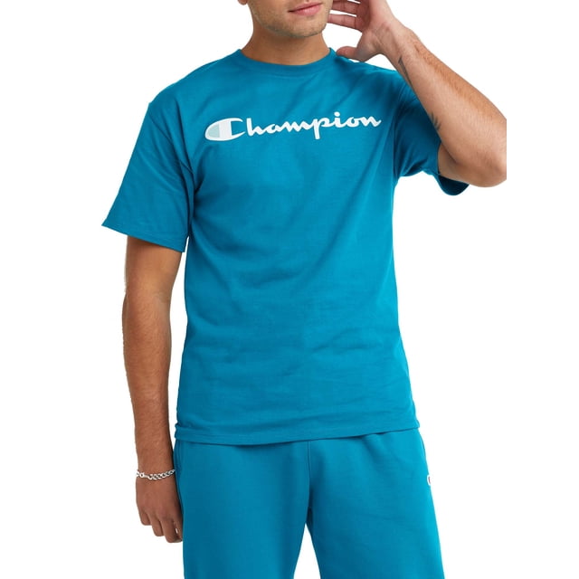 Champion Men's and Big Men's Script Logo Classic Jersey Graphic Tee ...