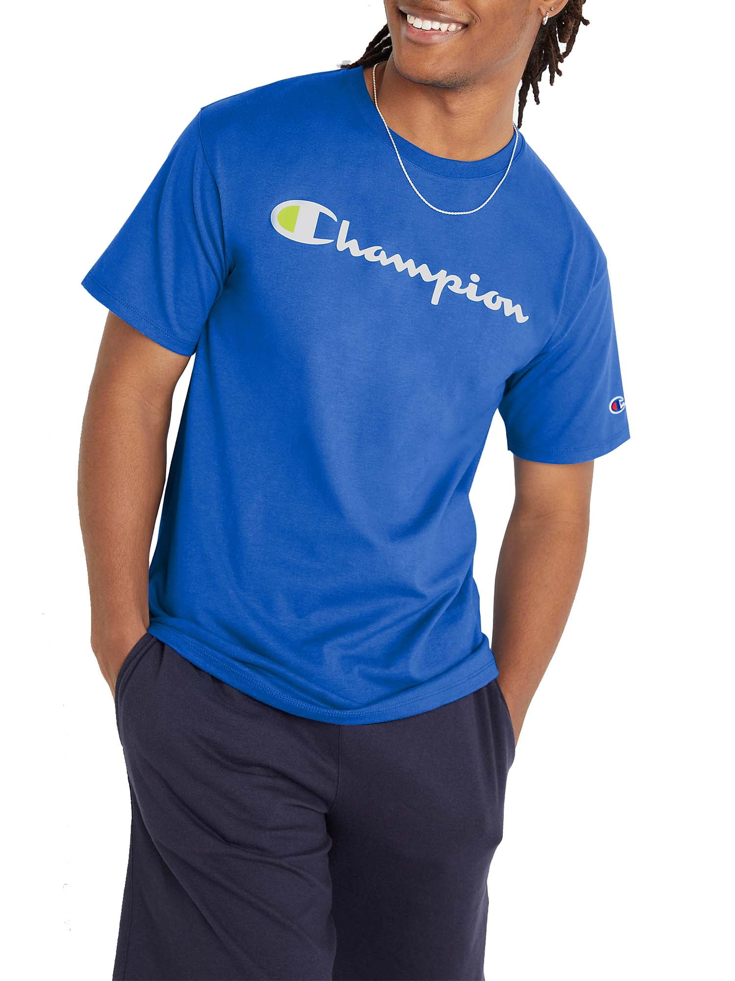 Champion Men's and Big Men's Script Logo Classic Jersey Graphic Tee Shirt, Sizes S-2XL - Walmart.com