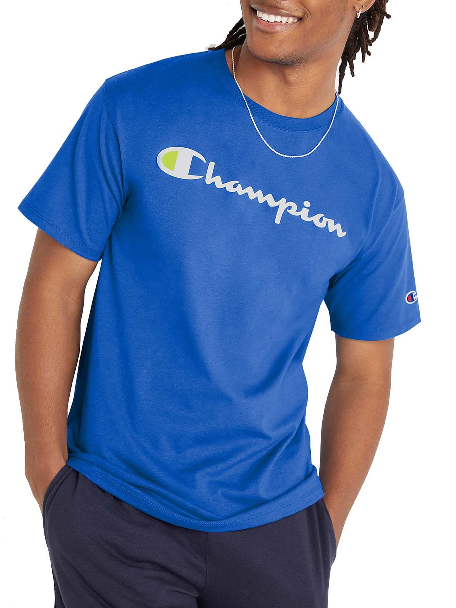 Champion Men's and Big Men's Script Logo Classic Jersey Graphic Tee Shirt, Sizes S-2XL - Walmart.com