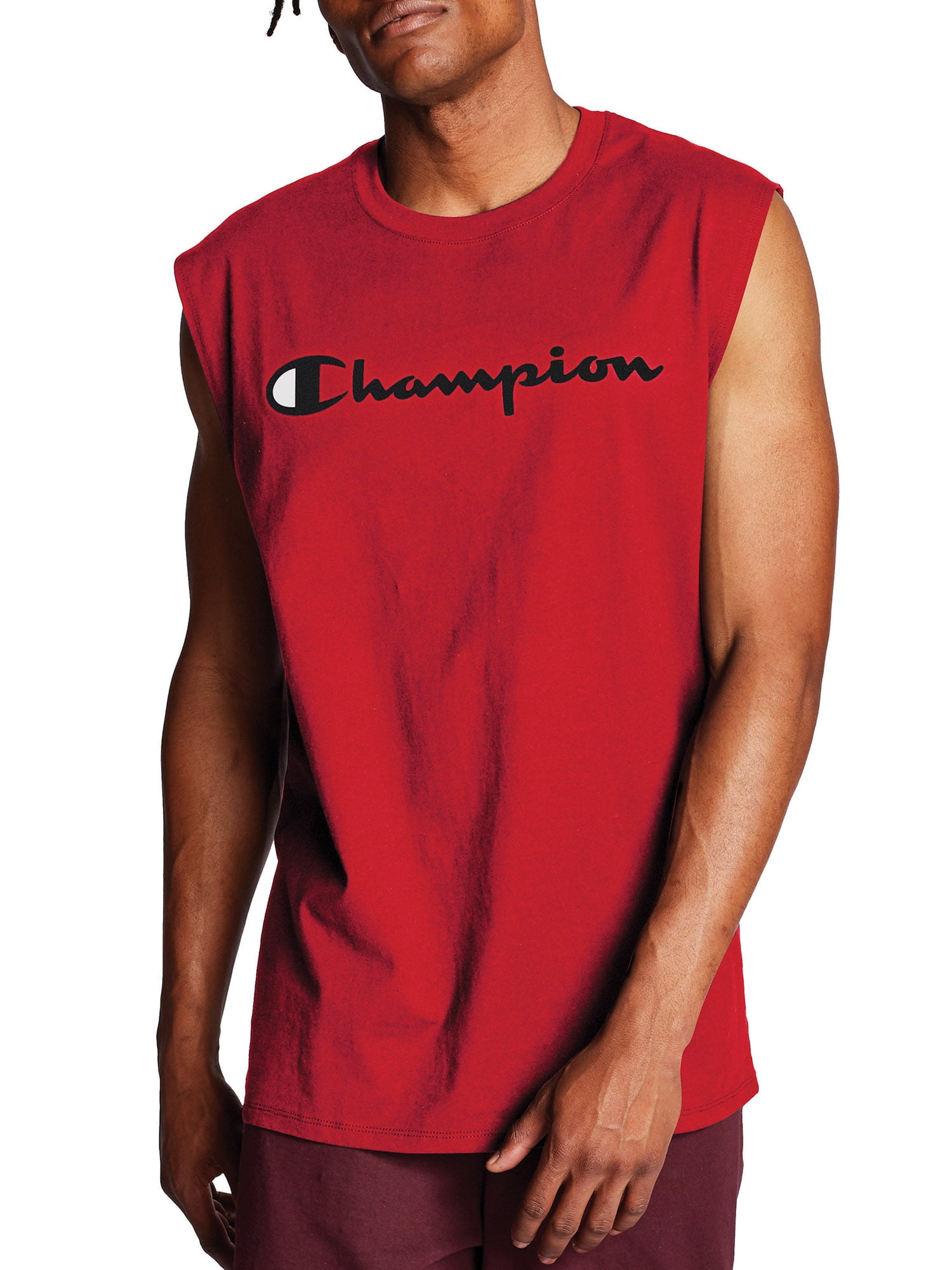 Champion Men's and Big Men's Script Logo Classic Jersey Muscle Tee, Sizes S-2XL - Walmart.com