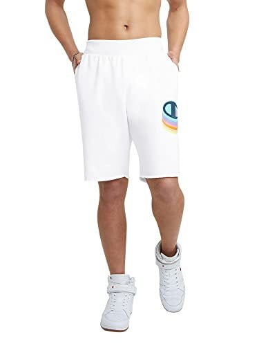 Champion Men's 10 Inch Reverse Weave C Shadow Cut-Off Shorts, White ...