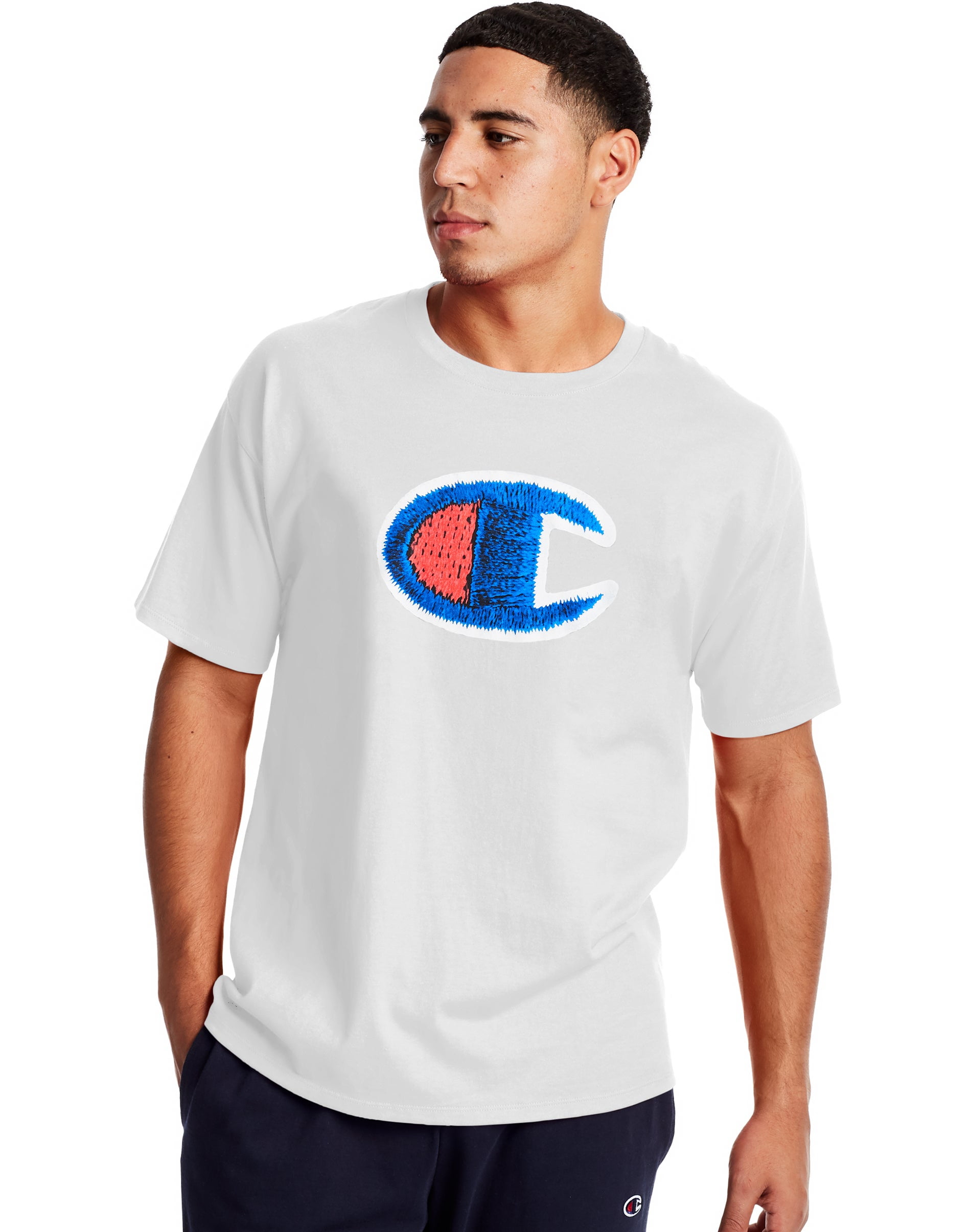 Champion Mens Classic Big C Logo T-Shirt WHT-S - Walmart.com