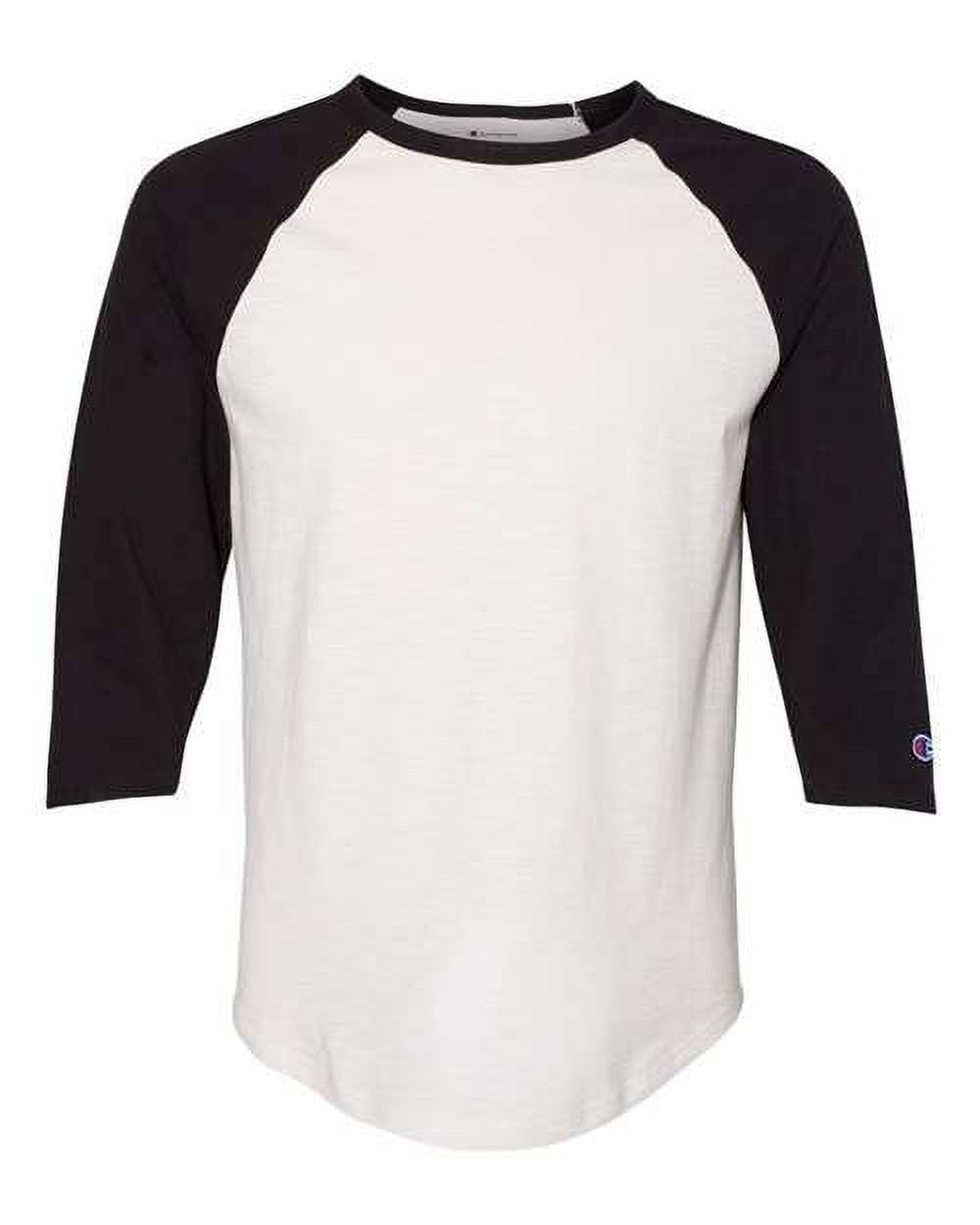 Champion Mens Ringspun Slub Baseball T-Shirt (CP75), Chalk White/Black ...