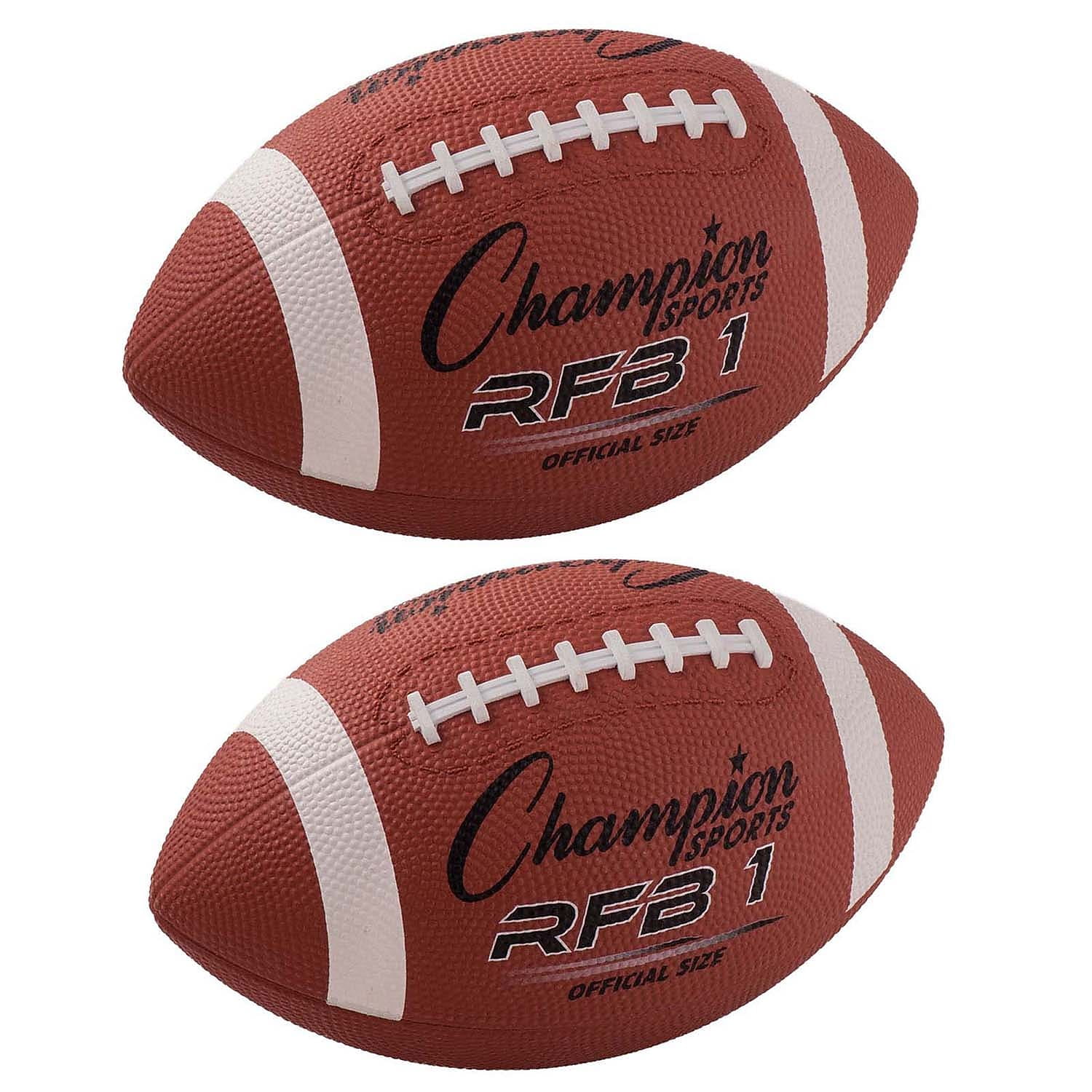 Champion Official Size Rubber Football Brown Pack of 2 CHSRFB1-2 ...