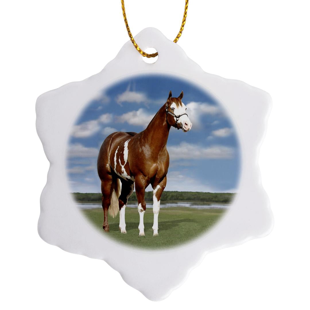 3dRose, Champion Paint Quarter Horse, 3 inch Snowflake Porcelain ...