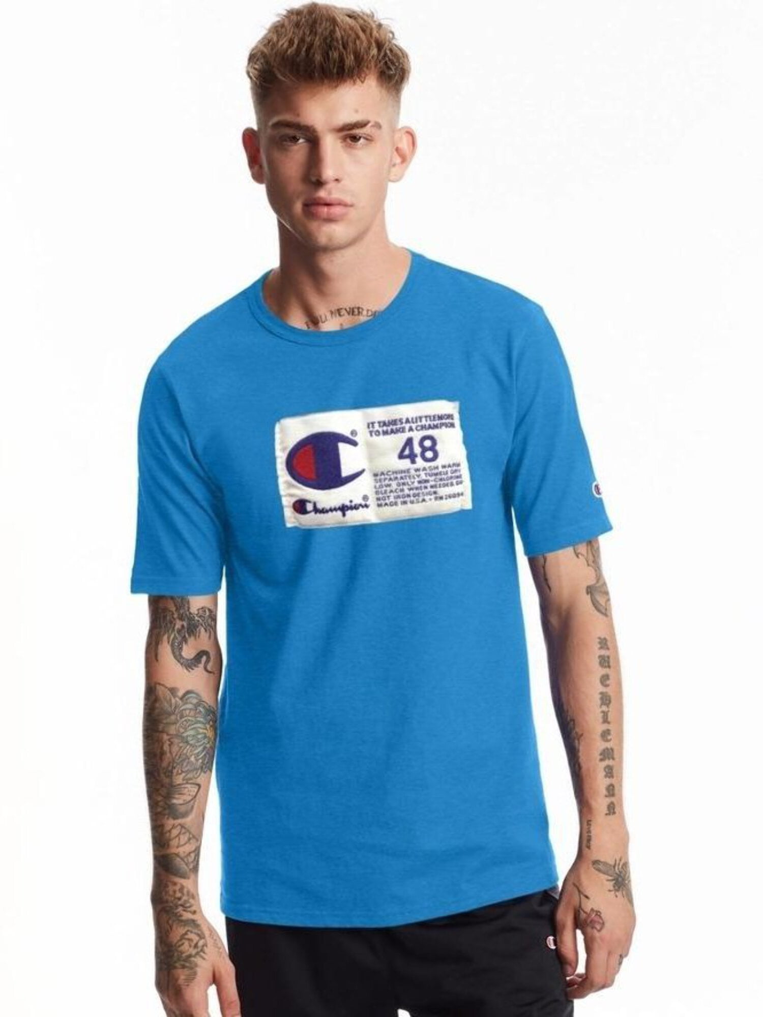 Champion Photo-real Jock Tag Heritage Tee Blue Jay GT19 586377 Y18 ...