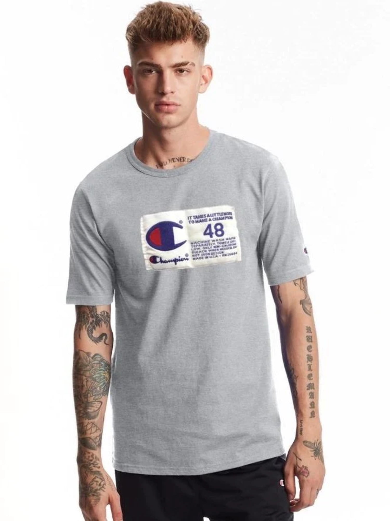 Champion Photo-real Jock Tag Heritage Tee Oxford Gray GT19 586377 1IC ...