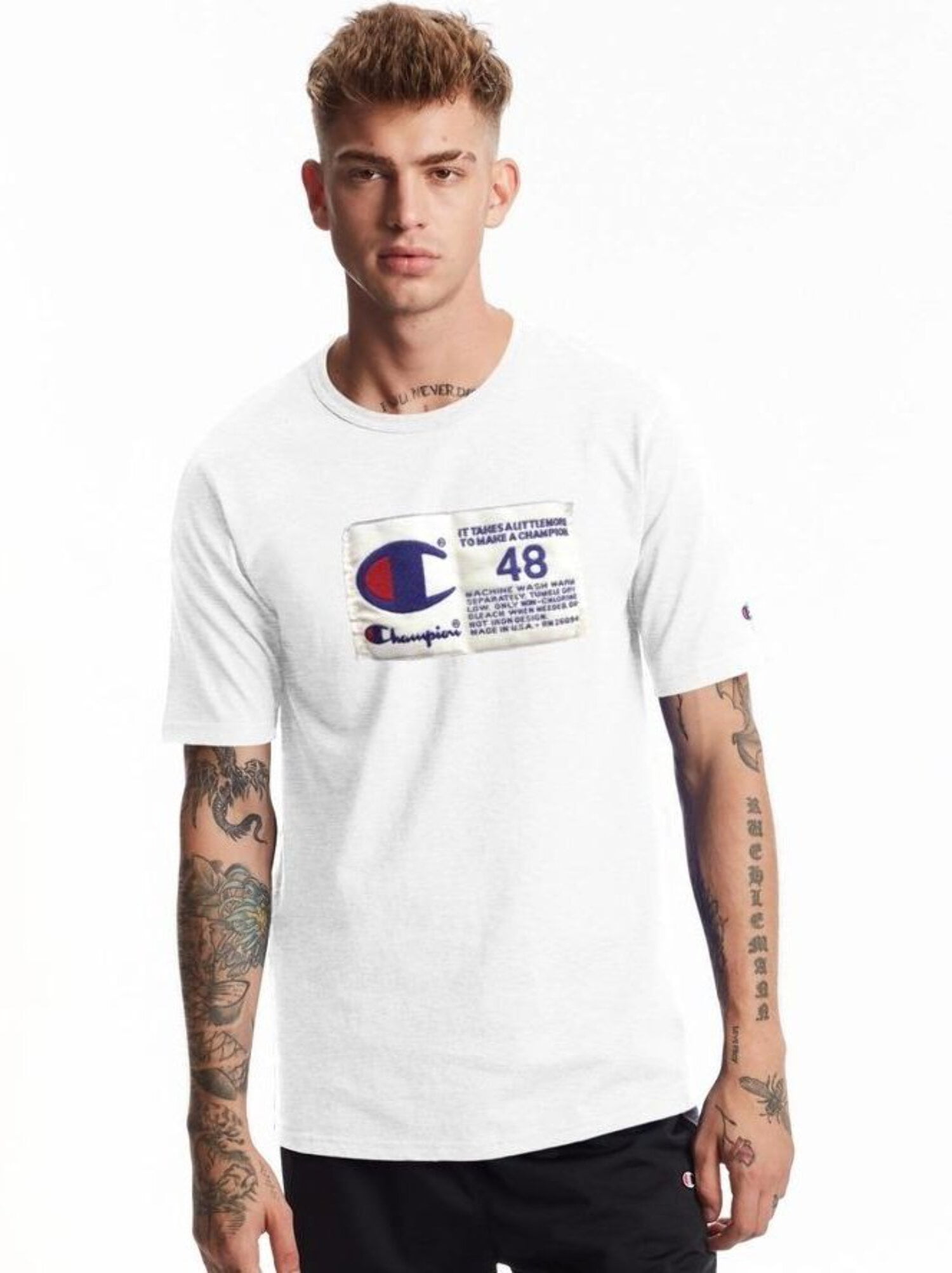 Champion Photo-real Jock Tag Heritage Tee White GT19 586377 WHC ...