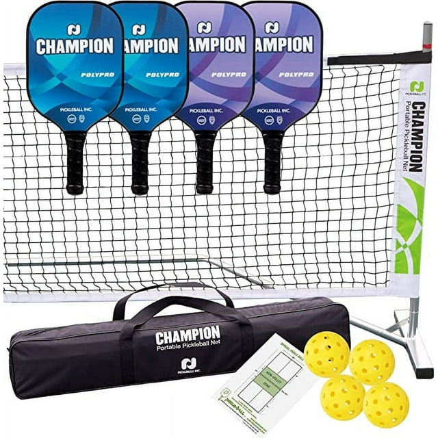 Champion PolyPro Complete Pickleball Set for 4 Players (Portable ...