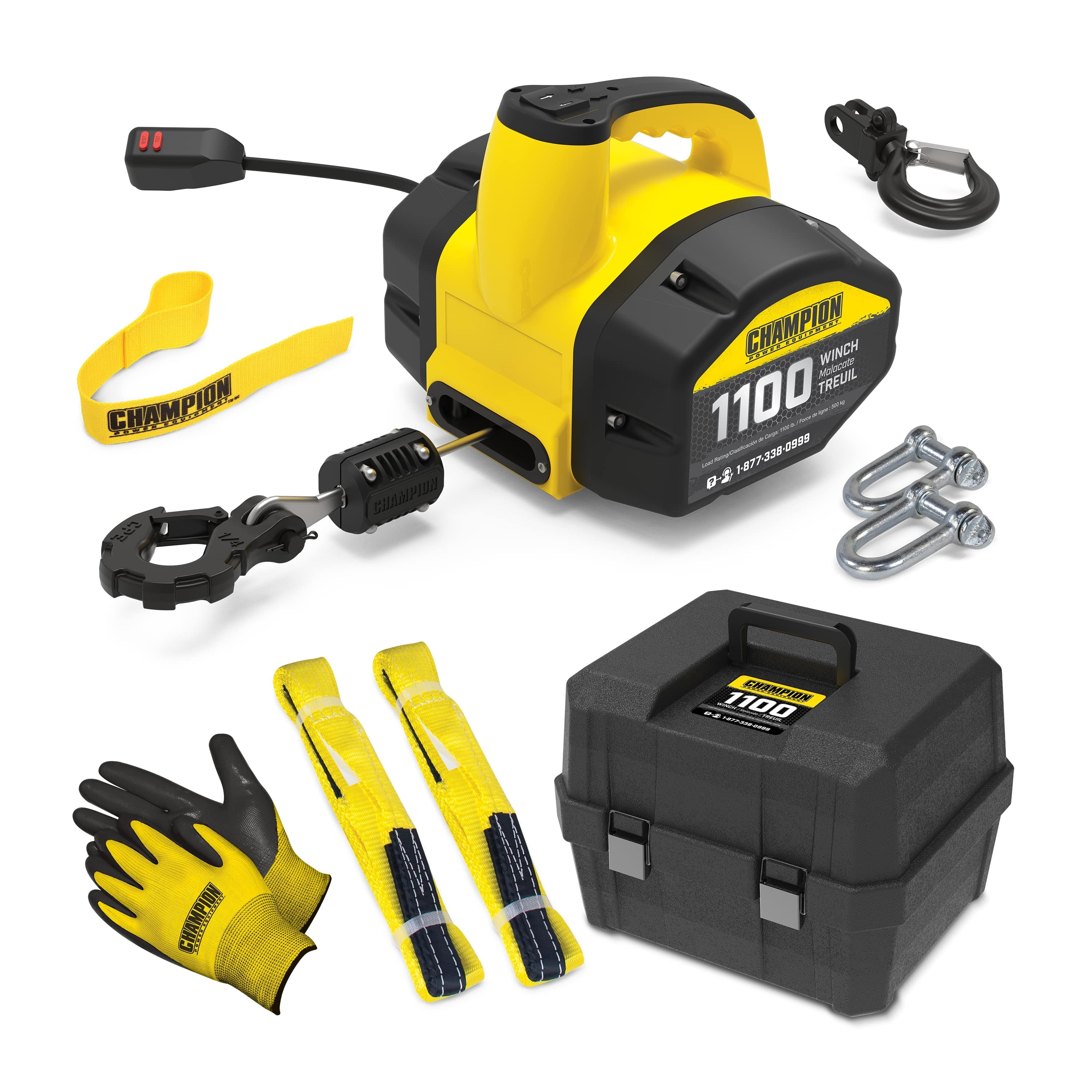 Champion Power Equipment 1100 lb. Portable 120-Volt Electric Winch Kit ...