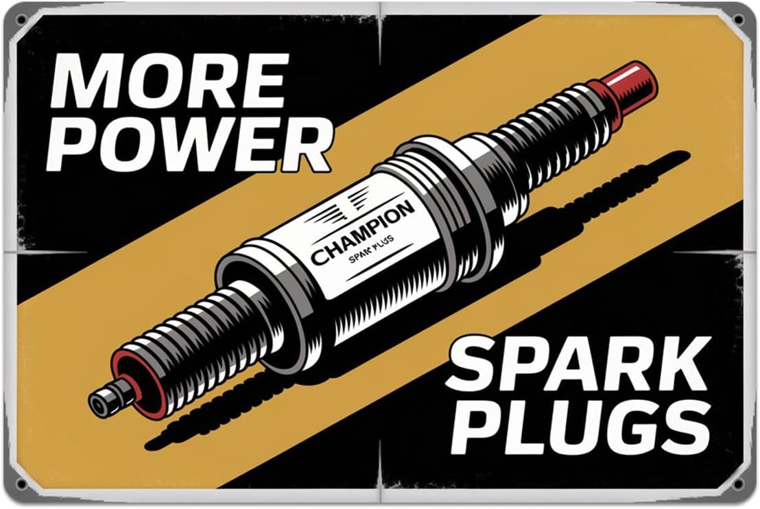 Champion Spark Plugs tin sign, Vintage Automotive Metal Sign print ...