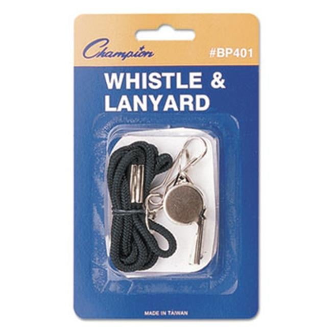 Champion Sport Sports Whistle with Black Nylon Lanyard, Metal, Silver ...
