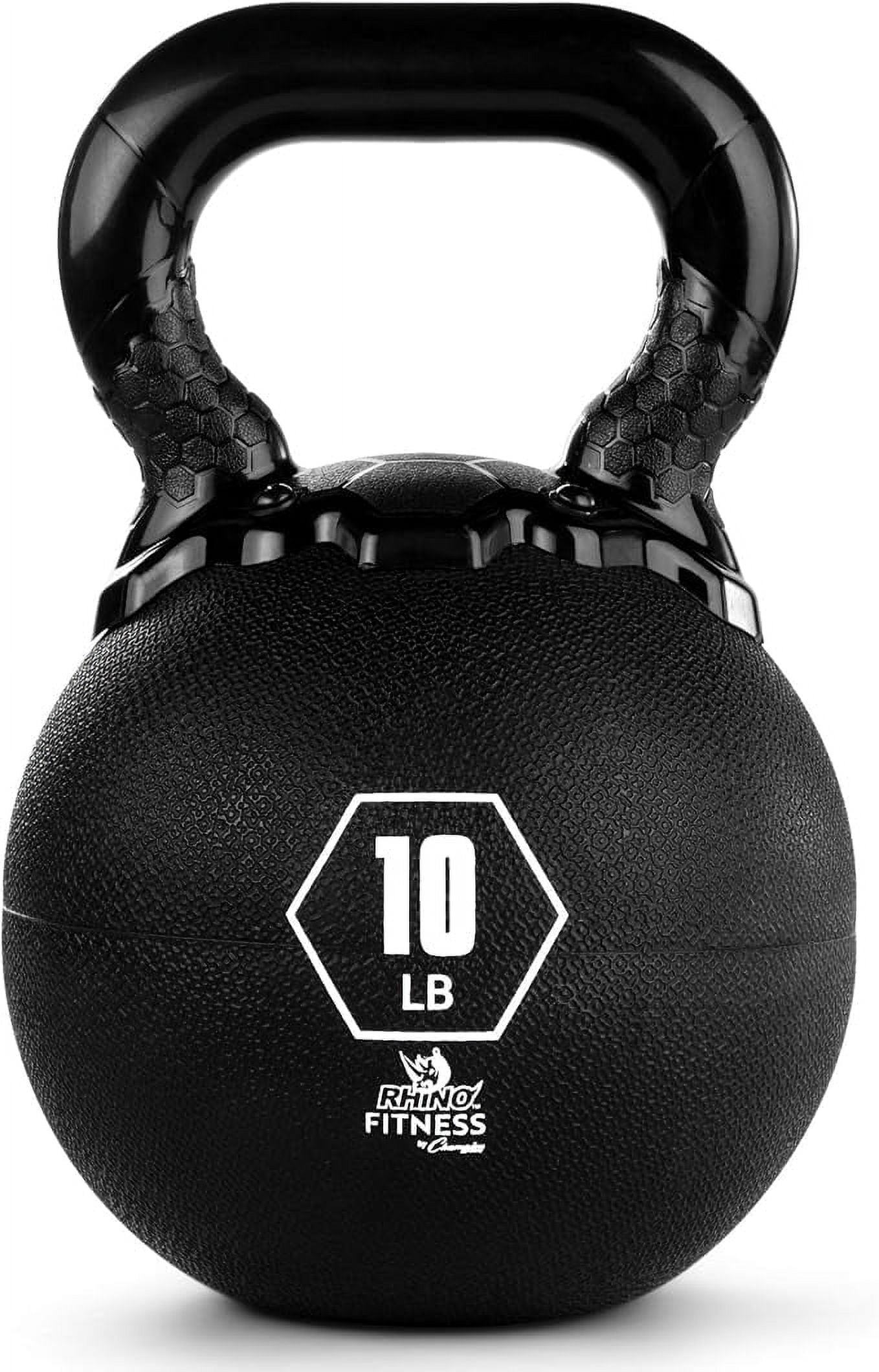 Champion Sports Rhino Kettlebell Weight, 10 lbs, Rubber, Black ...