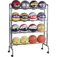 Champion Sports Four Tier Basketball Storage Cart Rack, 16 Ball ...