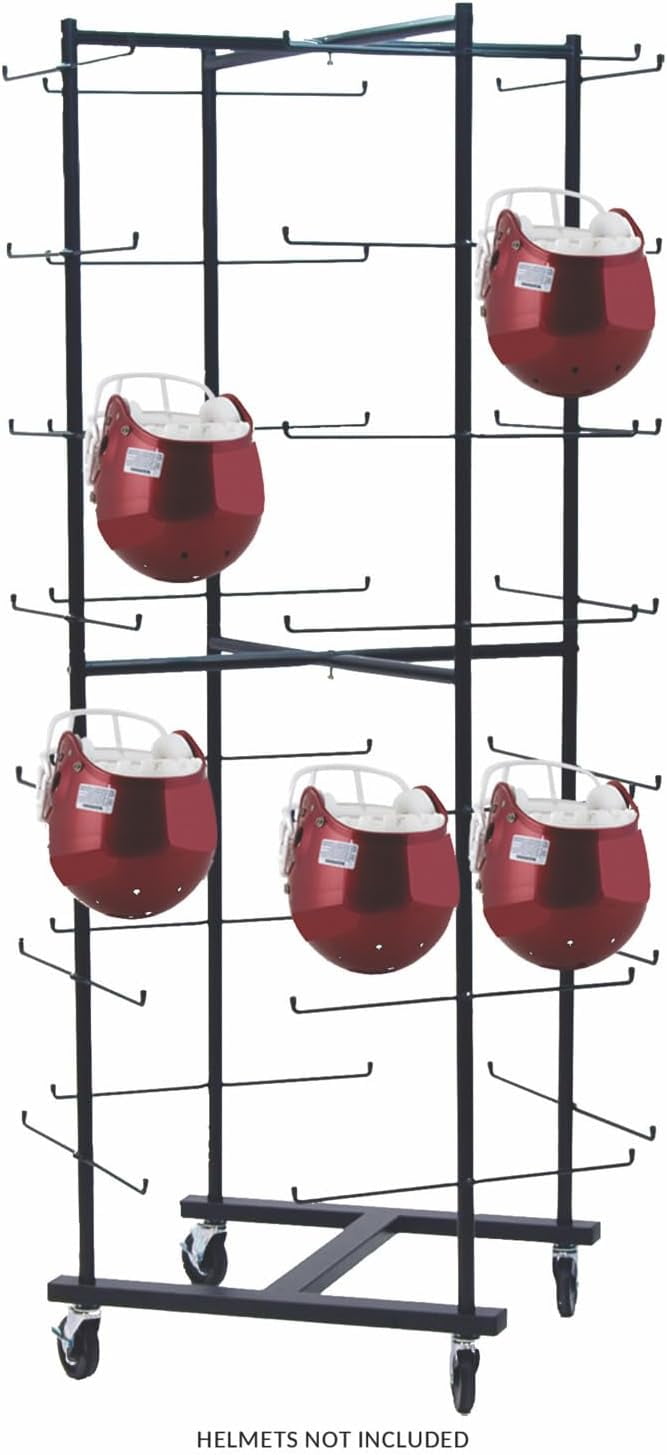 Champion Sports Heavy Duty Rolling Football Helmet Rack with Swivel ...