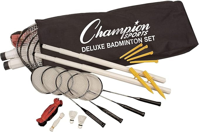 Champion Sports Outdoor Badminton Set: Deluxe Lawn & Party Game Kit ...