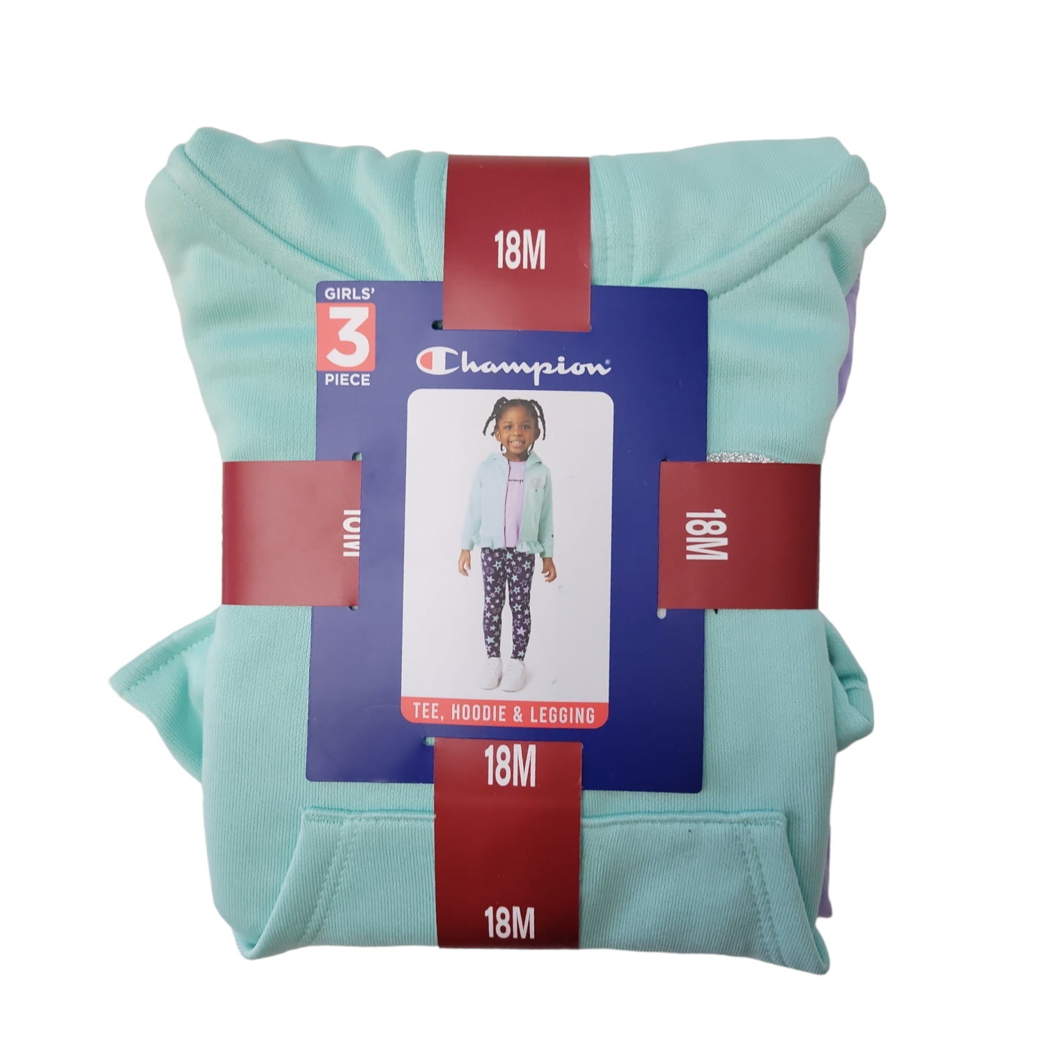 Champion Toddler Girls 3 Piece Tee Hoodie and Jogger Active Set (Teal ...
