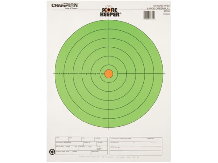 Champion Traps and Targets 100 Yard Large Green Bullseye, 12-Pack ...