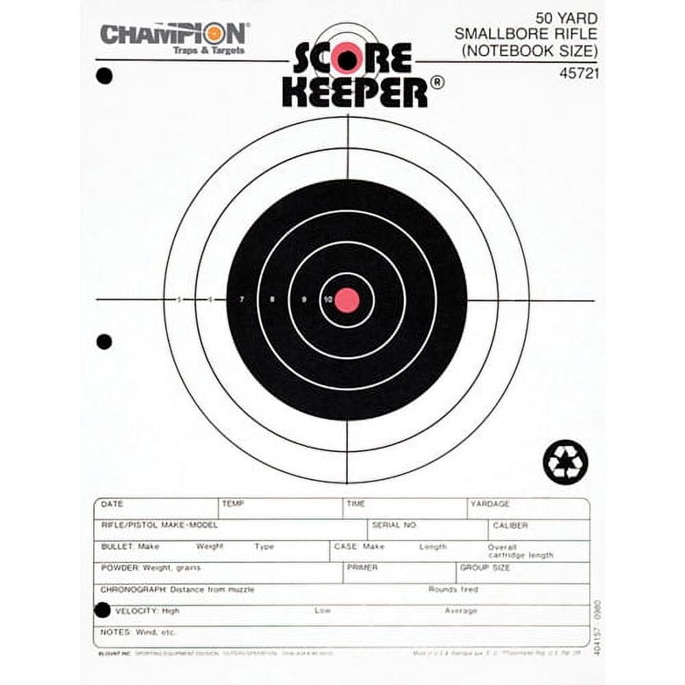 Champion Traps and Targets 50 yd Smallbore Rifle Scorekeeper Targets ...