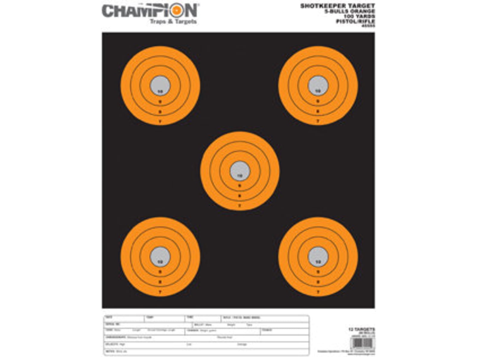 Champion Traps and Targets Shotkeeper 5 Bulls, 12-Pack Orange, Large ...