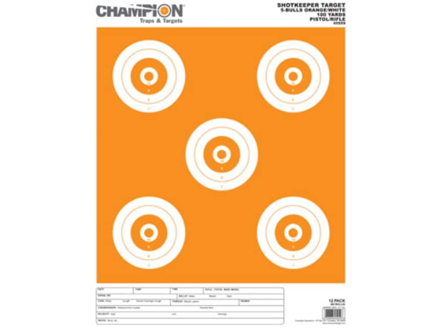 Champion Traps and Targets Shotkeeper 5 Bulls, 12-Pack Orange/White ...