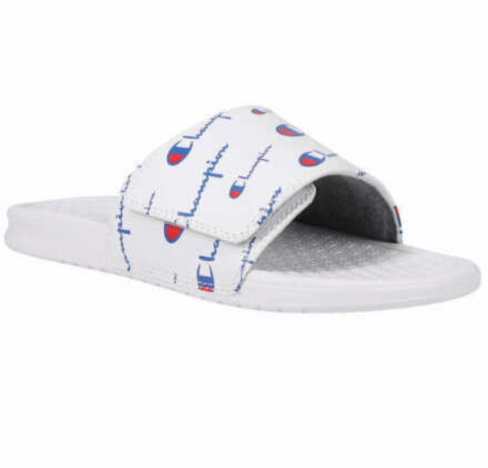 Champion; Unisex Adjustable Slide Sandal, Open Toe White, Men's 6 ...