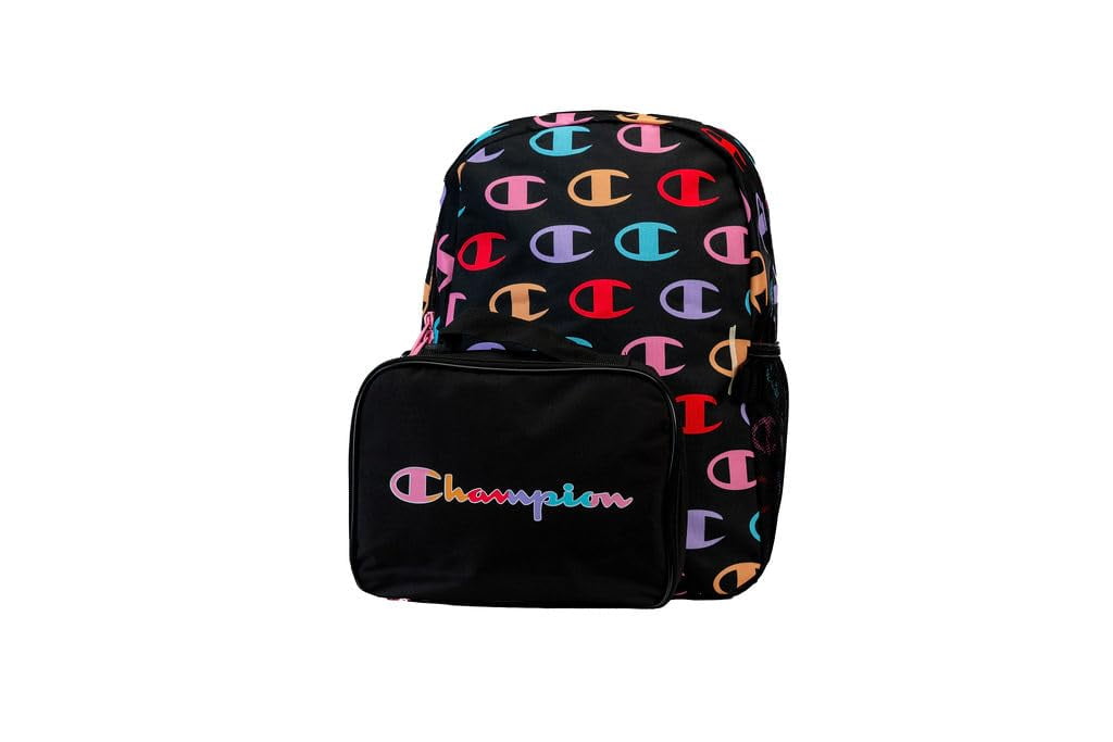 Champion Unisex Backpack Lunch Kit Combo, Black Multicolor, Insulated ...