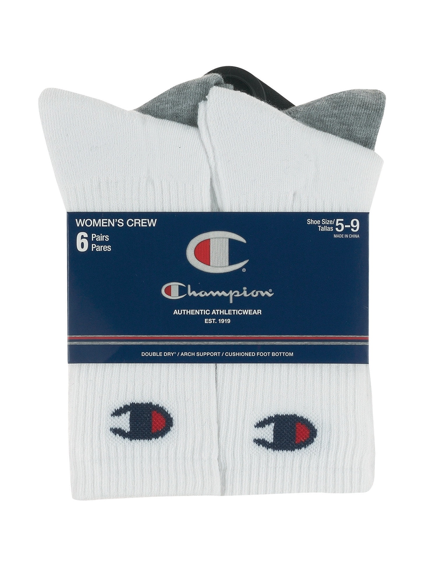 Champion Women's Athletic Crew Sock, 6 Pack - Walmart.com