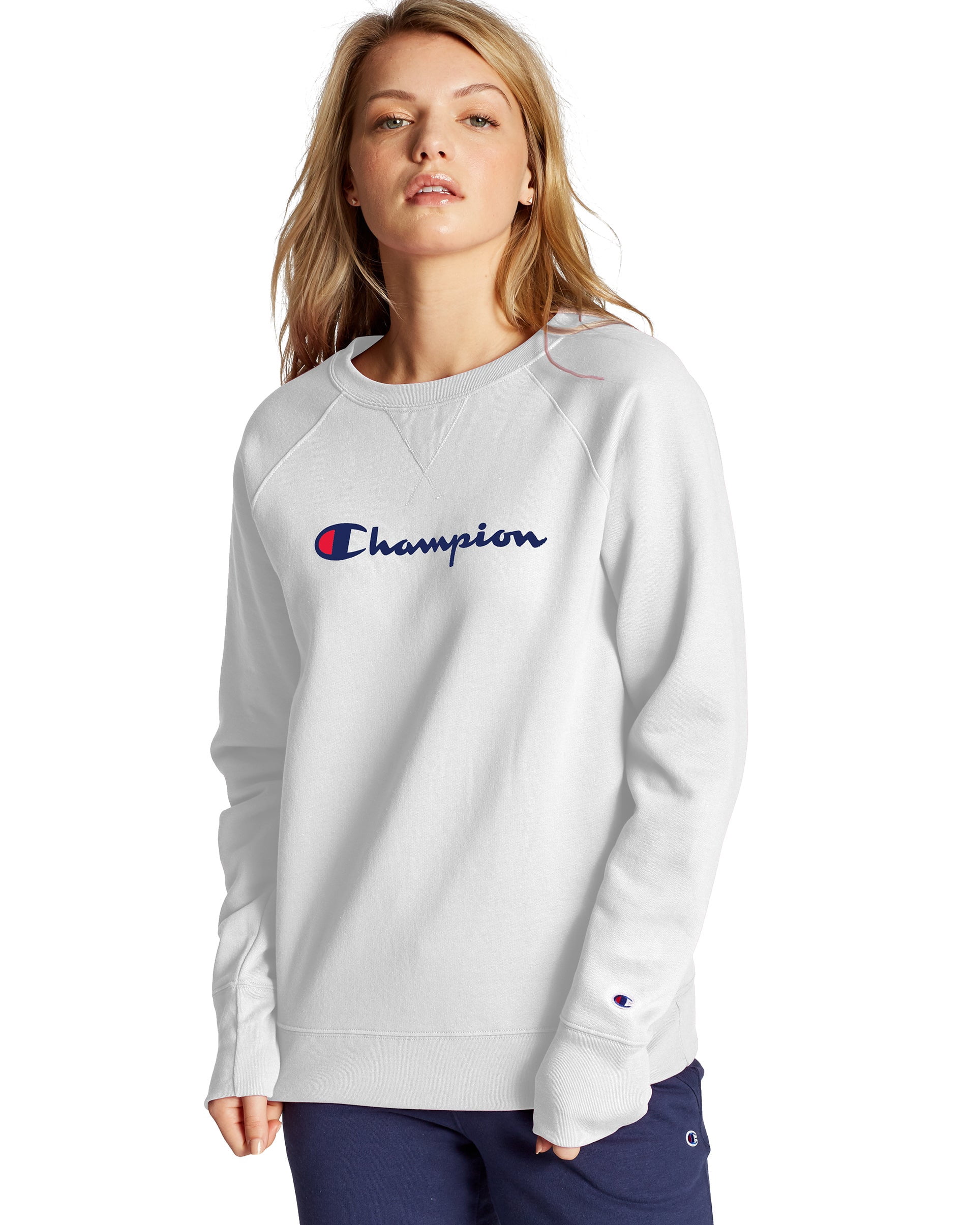 Champion Women's Athletics Powerblend Boyfriend Crew White XL - Walmart.com