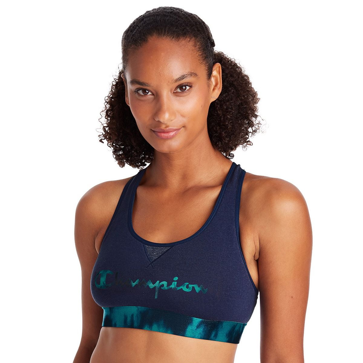 Champion Womens The Authentic Sports Bra, XS, Athletic Navy/Cloud Burst ...