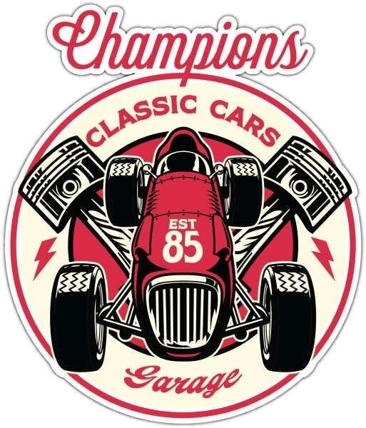 Champions Classic Cars Garage Racing Car Window Stickerphone Decal ...